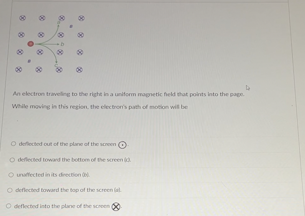 Solved An electron traveling to the right in a uniform | Chegg.com