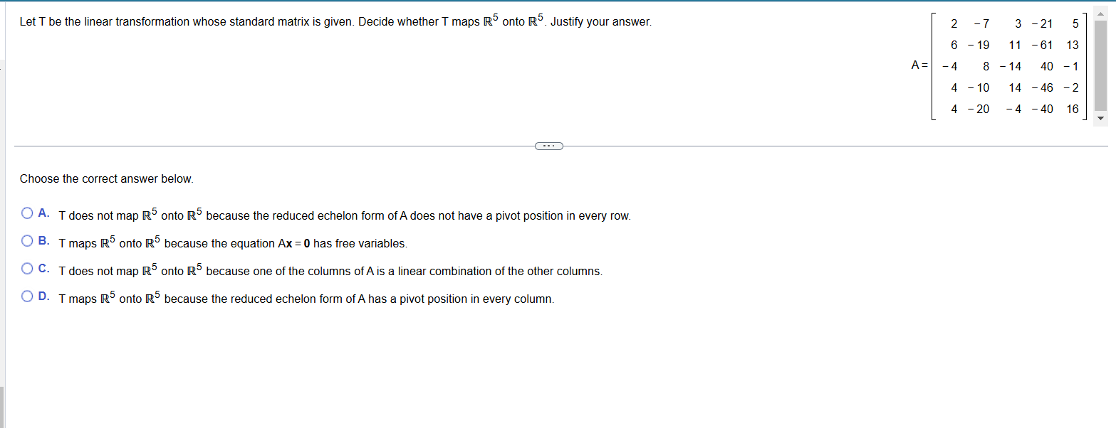 Let T be ﻿the linear transformation whose standard | Chegg.com
