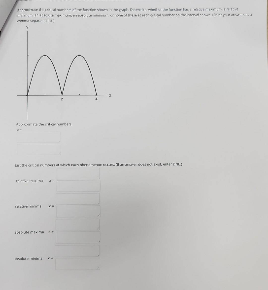 Solved approx critical numbers x= list critical for each | Chegg.com