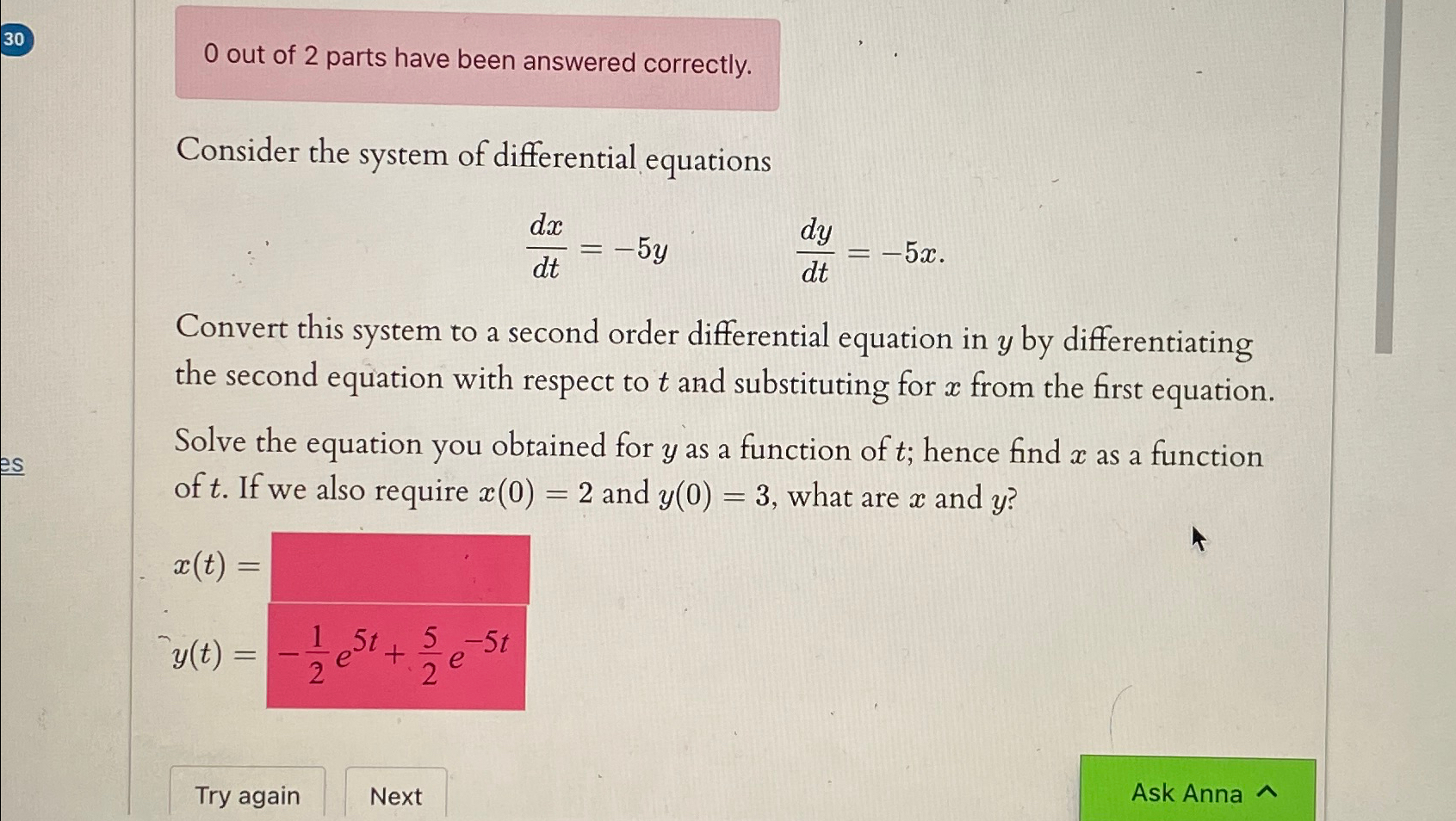 Solved 0 ﻿out of 2 ﻿parts have been answered | Chegg.com