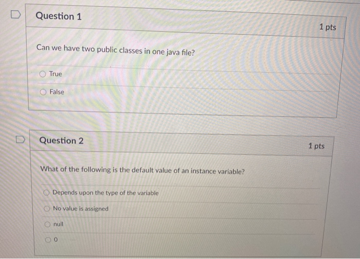 Solved Question 1 1 pts Can we have two public classes in | Chegg.com