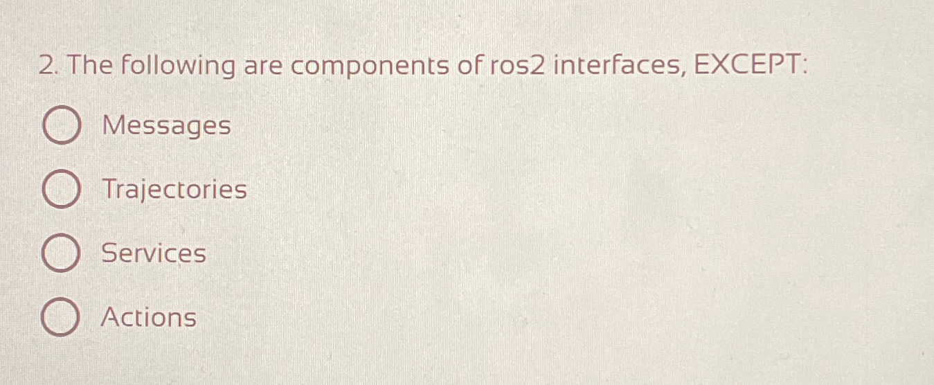 Solved The following are components of ros2 ﻿interfaces, | Chegg.com