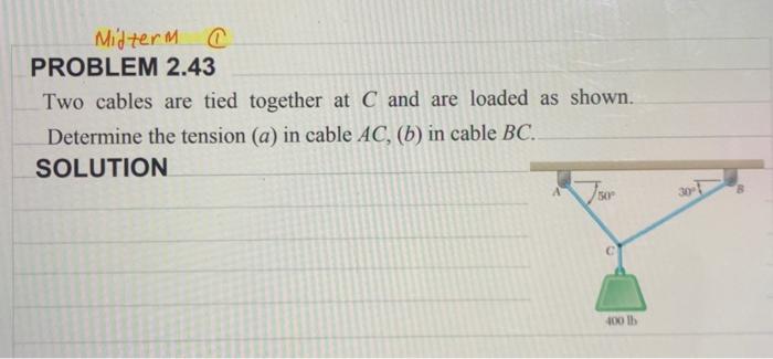 Solved Two cables are tied together at C and are loaded as | Chegg.com