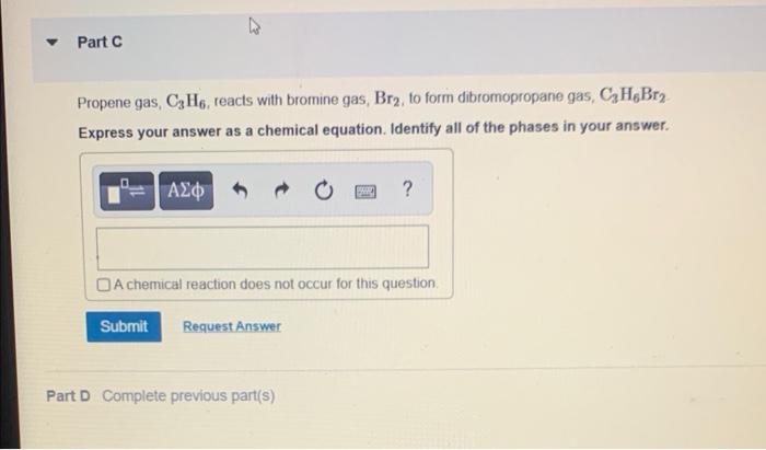 Solved Propene gas, C3H6, reacts with bromine gas, Br2, to | Chegg.com
