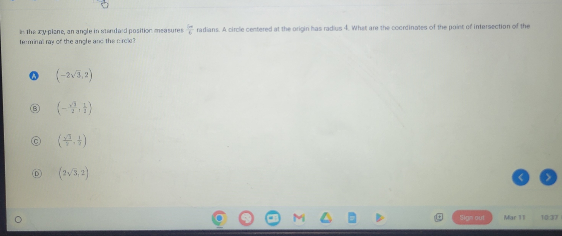 Solved In the xy-plane, an angle in standard position | Chegg.com
