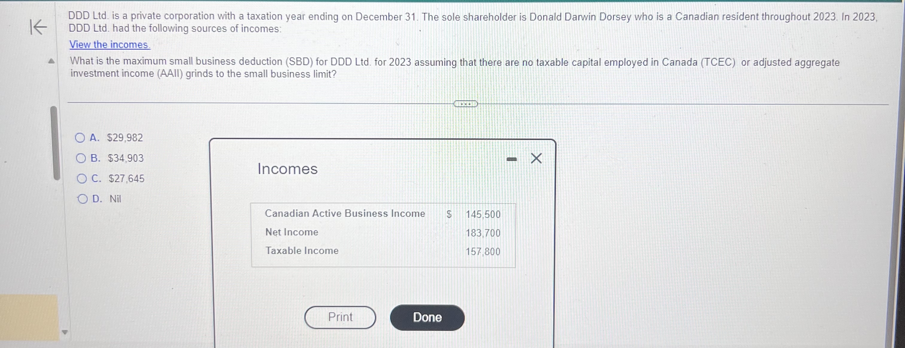 DDD Ltd. ﻿is a private corporation with a taxation | Chegg.com