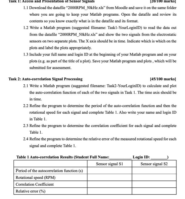 Solved Task 1: Access and Presentation of Sensor Signals | Chegg.com