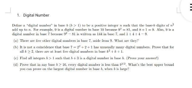 Solved 1. Digital Number = Define a "digital number" in | Chegg.com