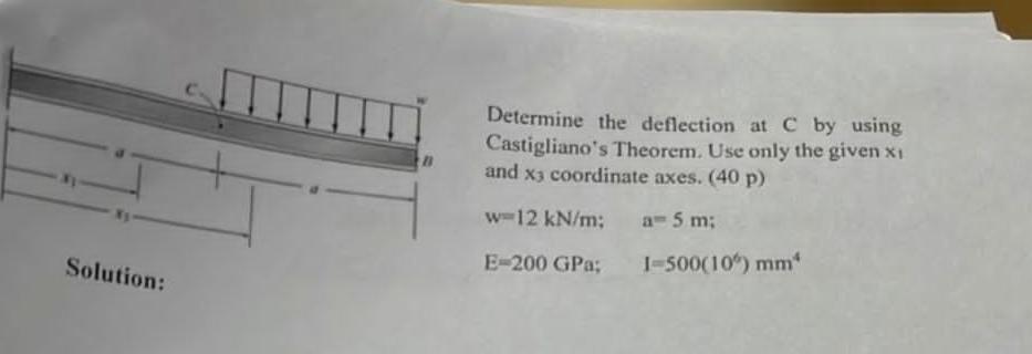 Solved Determine the deflection at C ﻿by using Castigliano's | Chegg.com