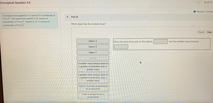 Solved Conceptual Question 5 6 A Constant Force Applied To A
