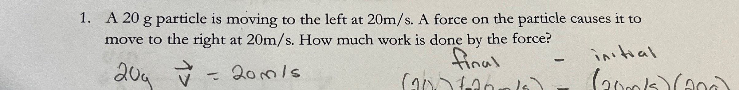 Solved A 20g ﻿particle is moving to the left at 20ms. ﻿A | Chegg.com