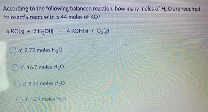 Solved According to the following balanced reaction, how | Chegg.com