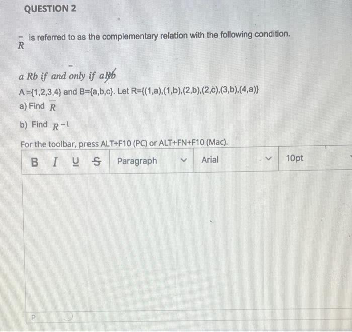 Solved - is referred to as the complementary relation with | Chegg.com