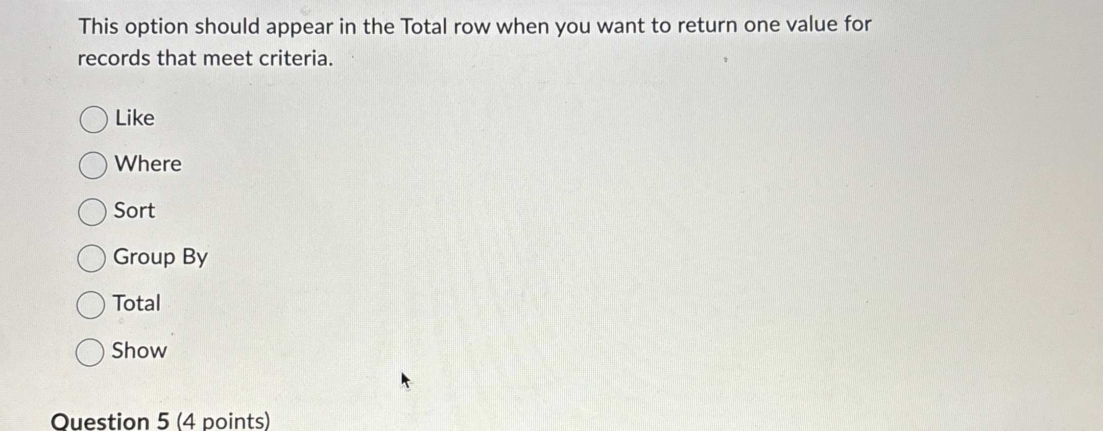 Solved This option should appear in the Total row when you | Chegg.com