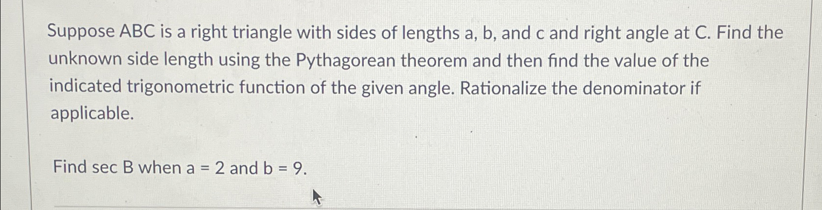 Solved Suppose ABC is a right triangle with sides of lengths | Chegg.com