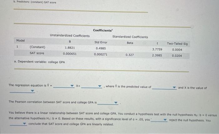 Solved Interpreting Statistical Software Output In 3875
