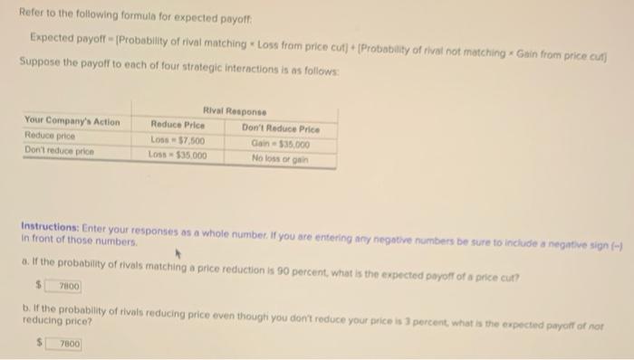 Solved Refer to the following formula for expected payoff | Chegg.com