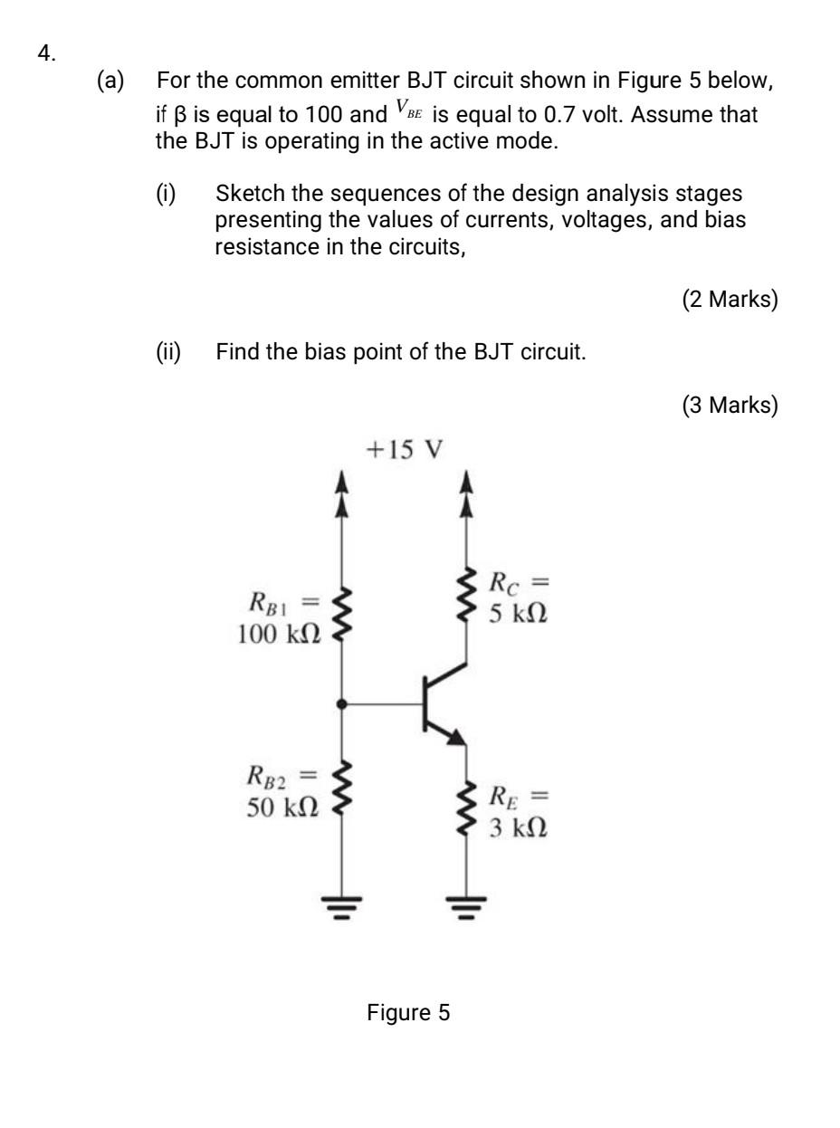 Solved 4. (a) For the common emitter BJT circuit shown in | Chegg.com