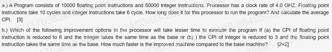 Solved a.) ﻿A Program consists of 10000 ﻿floating point | Chegg.com