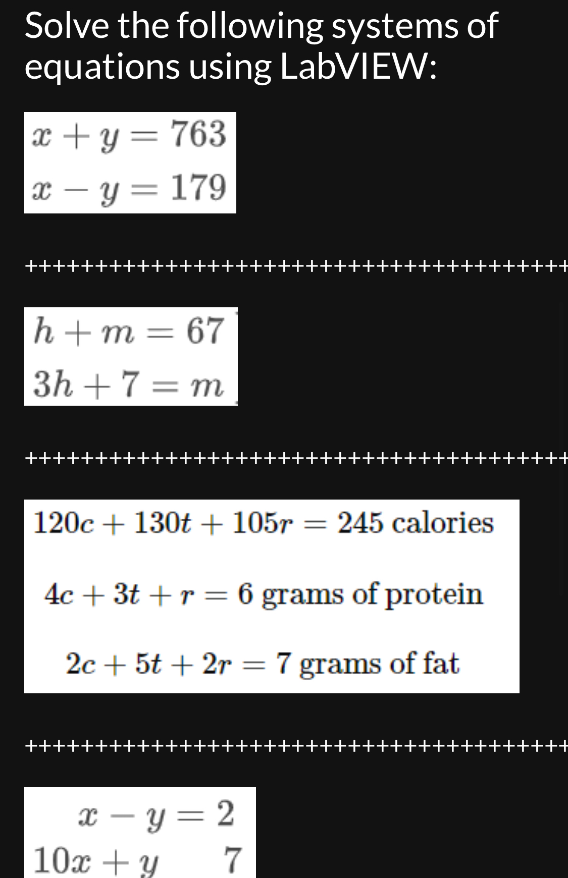 Solved Solve the following systems of equations using | Chegg.com