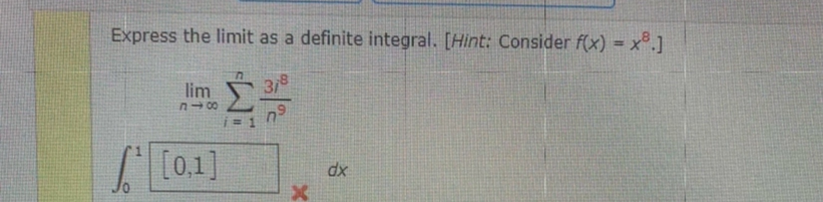 Solved Express the limit as a definite integral. [Hint: | Chegg.com