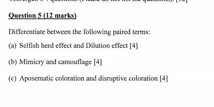Solved Question 5 (12 marks) Differentiate between the | Chegg.com
