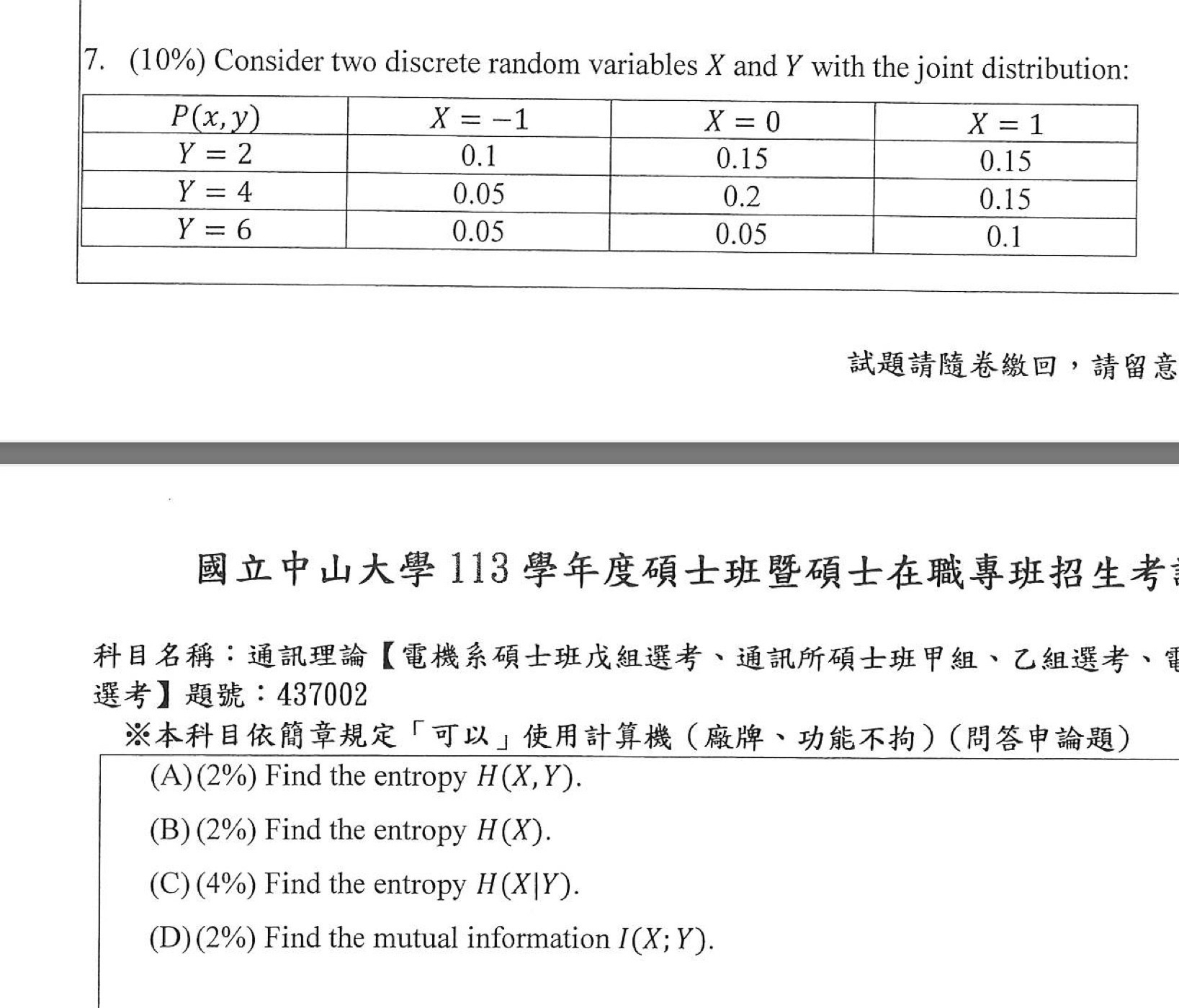 (10%) Consider two discrete random variables x and | Chegg.com (10%) Consider two discrete random variables x and | Chegg.com