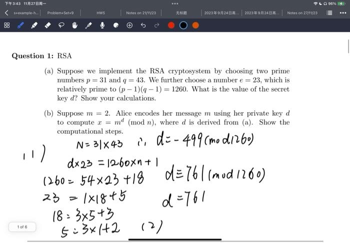 Solved (a) Suppose we implement the RSA cryptosystem by | Chegg.com