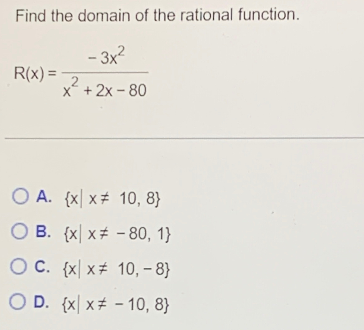 Solved Find the domain of the rational | Chegg.com