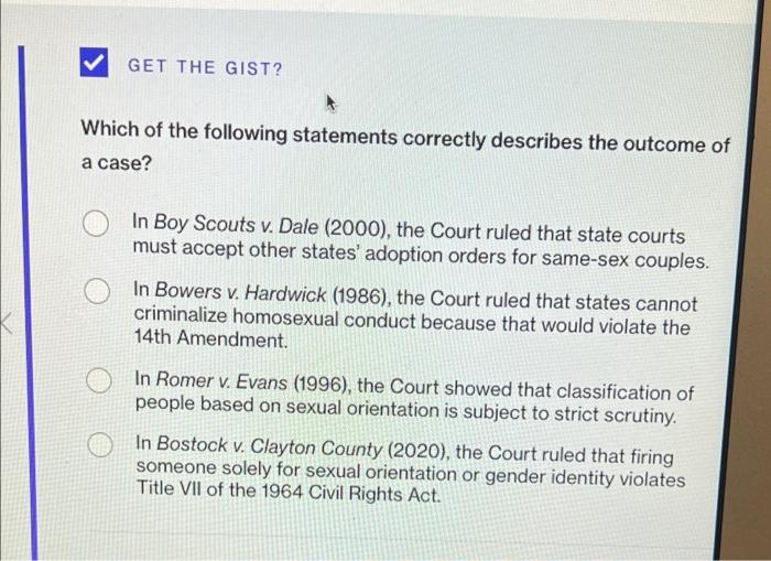 Solved GET THE GIST? Which of the following statements | Chegg.com