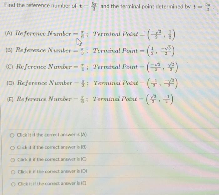 Solved Find the reference number of t = 5 and the terminal | Chegg.com