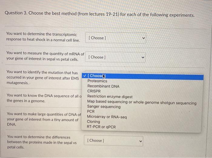 Solved Question 3. Choose the best method (from lectures | Chegg.com