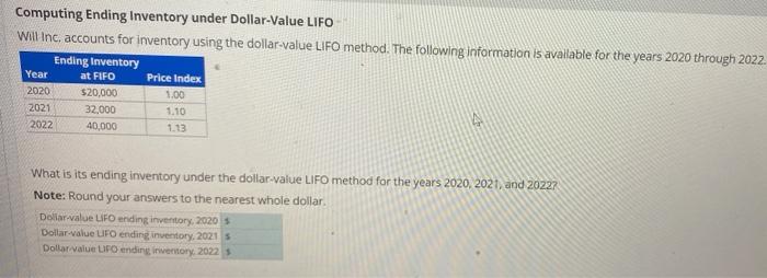 Solved Computing Ending Inventory under Dollar-Value LIFO | Chegg.com