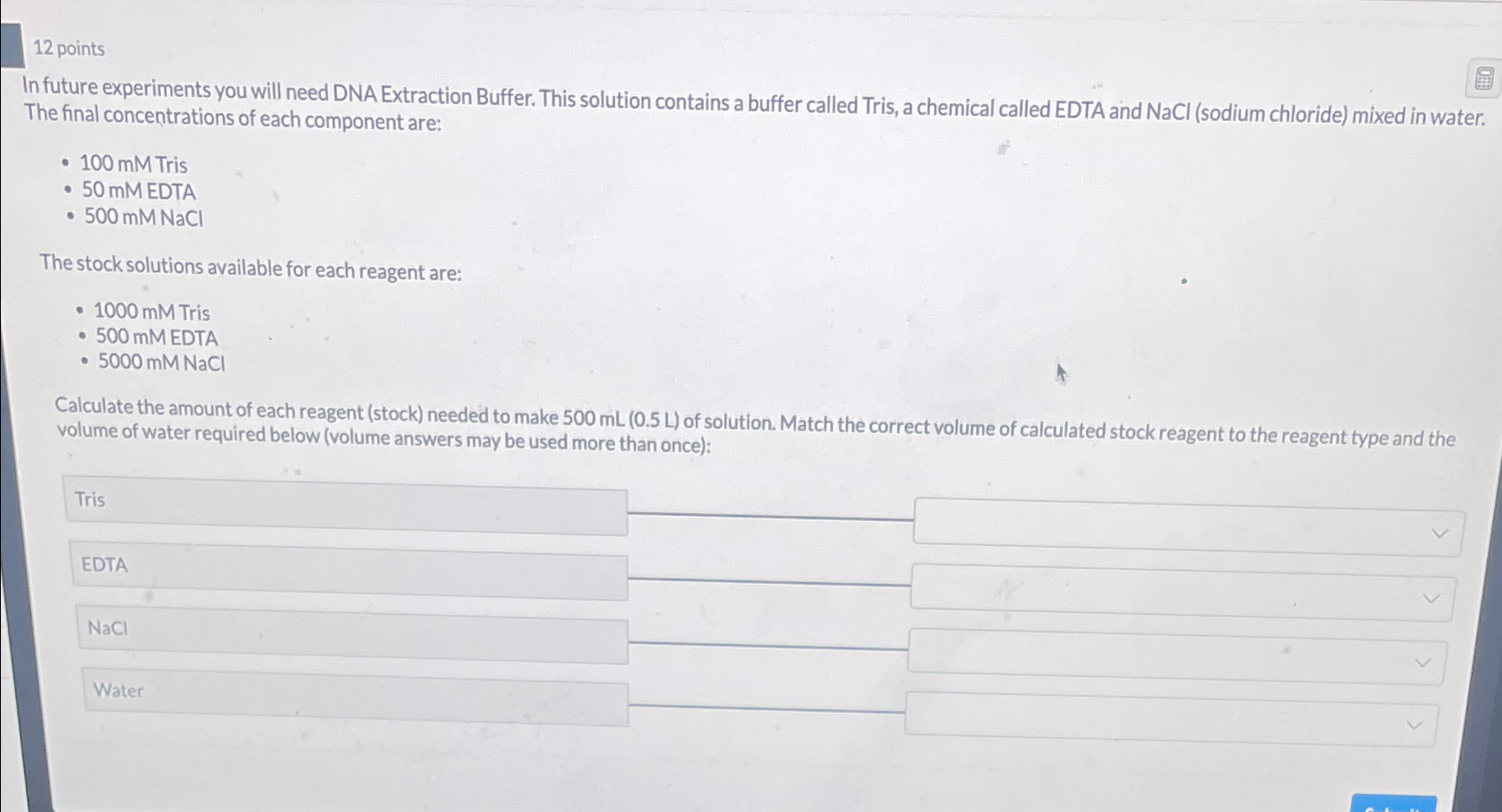 Solved 12 ﻿pointsIn future experiments you will need DNA | Chegg.com