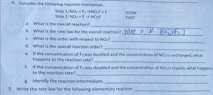 Solved 4. Consider the following reaction mechanism. Step | Chegg.com