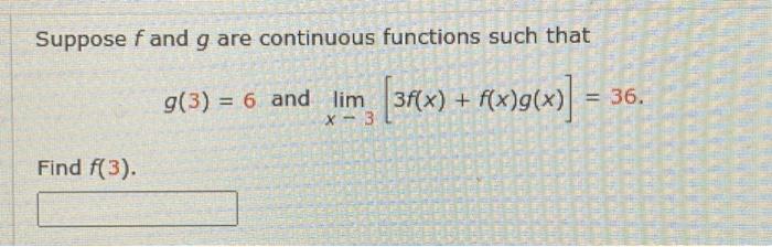 Solved Suppose f and g are continuous functions such that | Chegg.com