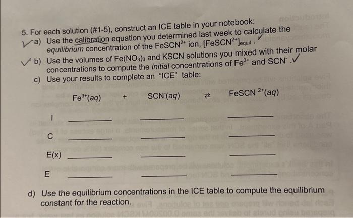 5. For each solution (\#1-5), construct an ICE table | Chegg.com