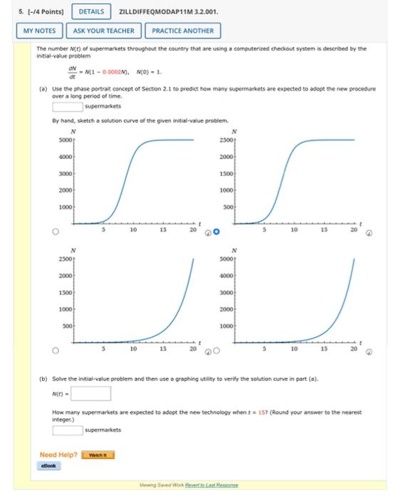 Solved The number N(t) of supermarkets throughout the | Chegg.com