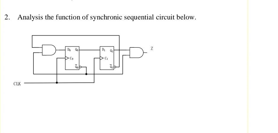 Solved 2. Analysis the function of synchronic sequential | Chegg.com