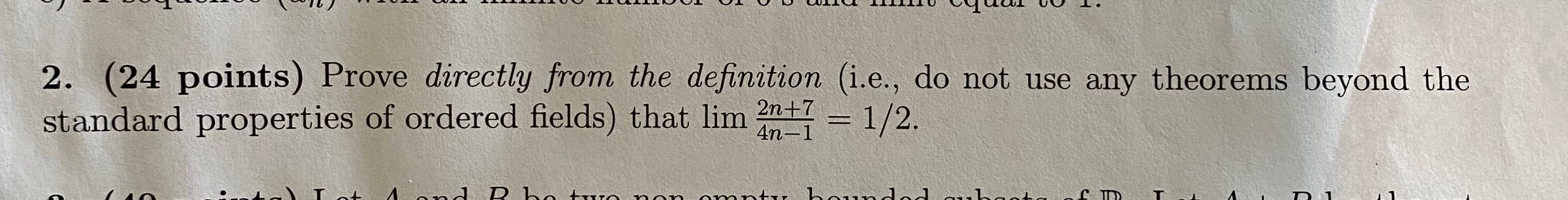 Solved (24 ﻿points) ﻿Prove directly from the definition | Chegg.com