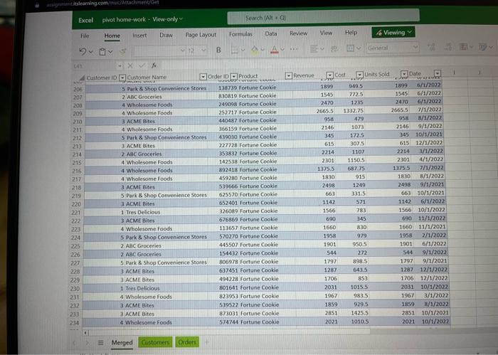 Solved Please see the attached file, the worksheet ‘Merged’ | Chegg.com