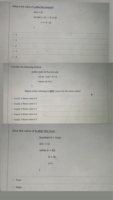 Solved What is the value of x after the progam? int x=3 for | Chegg.com