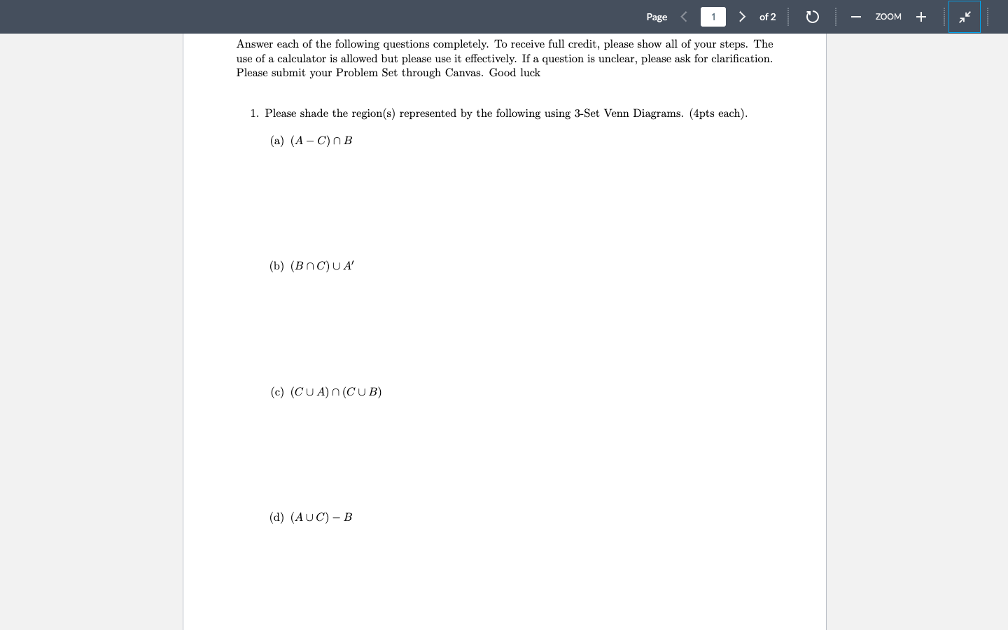Solved Answer each of the following questions completely. To | Chegg.com