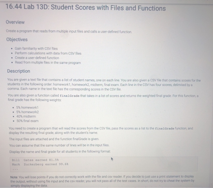 Solved 16.44 Lab 13D: Student Scores with Files and | Chegg.com