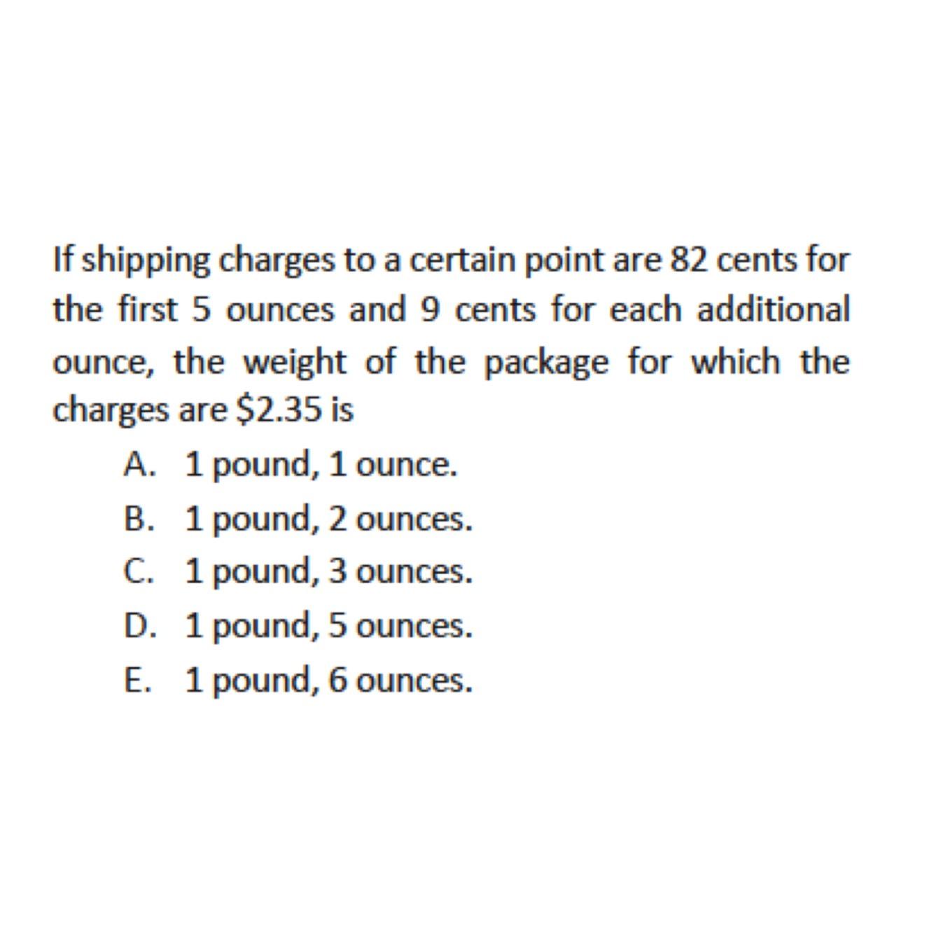 Solved If shipping charges to a certain point are 82 ﻿cents | Chegg.com