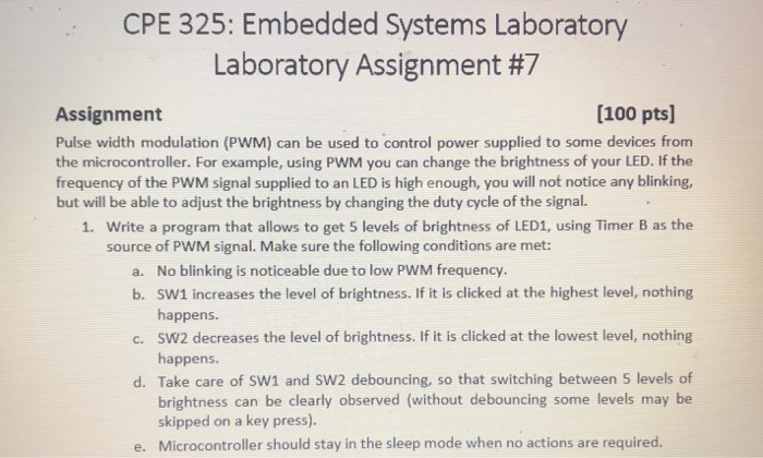 CPE 325: Embedded Systems Laboratory Laboratory | Chegg.com