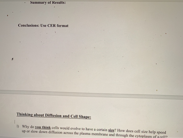 DIFFUSION POST-LAB Observation: Table 1: Calculating | Chegg.com