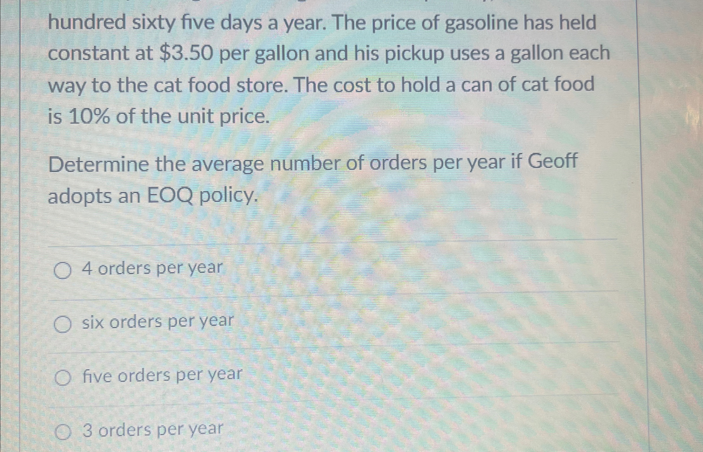 Solved hundred sixty five days a year. The price of gasoline | Chegg.com