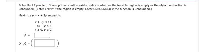 Solved Solve The Lp Problem If No Optimal Solution Exists