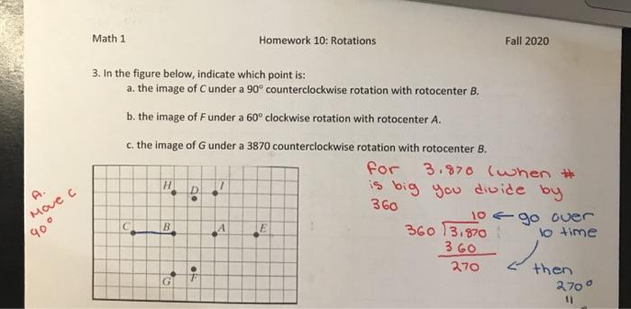 Solved Math 1 Homework 10: Rotations Fall 2020 3. In the | Chegg.com